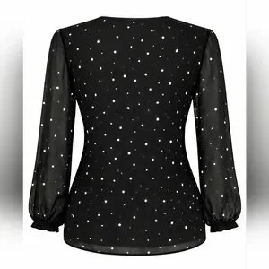 19 Cooper | Tops | 9 Cooper 2x Sheer Black Star Print Ruffle Blouse ...